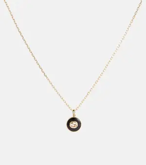 Gucci Interlocking G 18kt Gold Necklace With Onyx And Diamond - Black