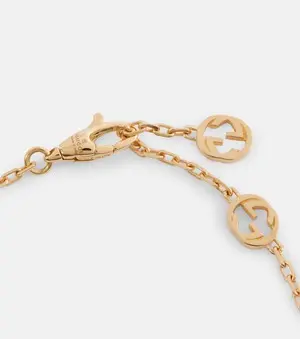 Gucci Interlocking G 18kt Gold Necklace With Onyx And Diamond