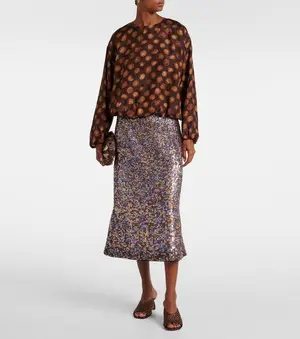 Dries Van Noten Printed Satin Blouse - Brown