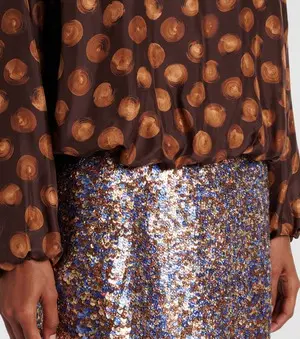 Dries Van Noten Printed Satin Blouse - Brown