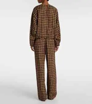 Dries Van Noten Houndstooth Satin Blouse - Orange