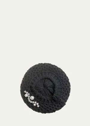 Inverni Embellished Cashmere Beret - Black