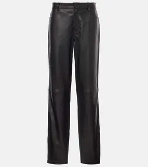 TOTEME Mid-rise Straight Leather Pants