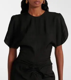 Victoria Beckham Gathered Puff-sleeve Minidress