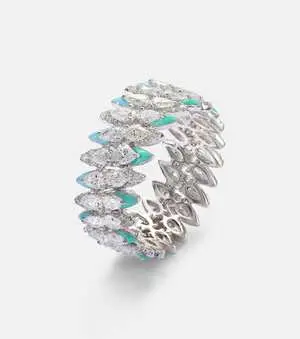 KAMYEN 18kt White Gold Ring With Diamonds And Enamel