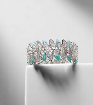 KAMYEN 18kt White Gold Ring With Diamonds And Enamel