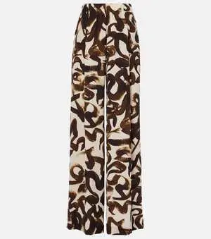 Dries Van Noten Printed High-rise Wide-leg Pants