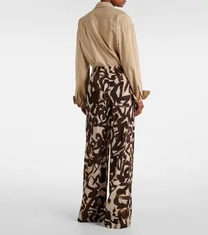 Dries Van Noten Printed High-rise Wide-leg Pants