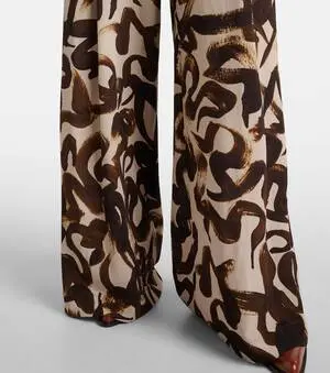 Dries Van Noten Printed High-rise Wide-leg Pants