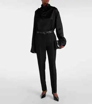 TOTEME Low-rise Straight Trousers - Black