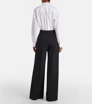 Stella McCartney High-rise Wool-blend Wide-leg Pants - Black