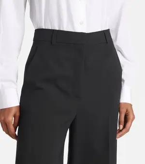 Stella McCartney High-rise Wool-blend Wide-leg Pants - Black