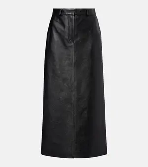 TOTEME Leather Midi Skirt - Black