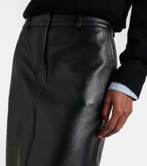 TOTEME Leather Midi Skirt - Black