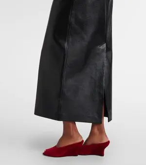 TOTEME Leather Midi Skirt - Black