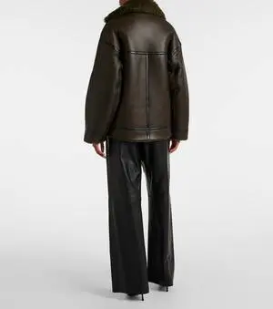 Nour Hammour Jacqueline Shearling-trimmed Leather Jacket - Brown