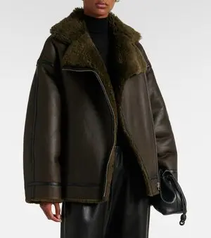 Nour Hammour Jacqueline Shearling-trimmed Leather Jacket - Brown