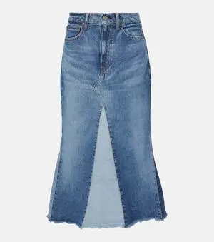 Polo Ralph Lauren Deconstructed Denim Midi Skirt - Blue