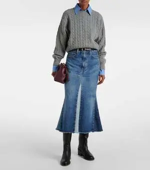 Polo Ralph Lauren Deconstructed Denim Midi Skirt