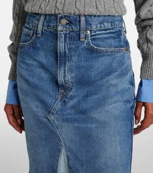 Polo Ralph Lauren Deconstructed Denim Midi Skirt