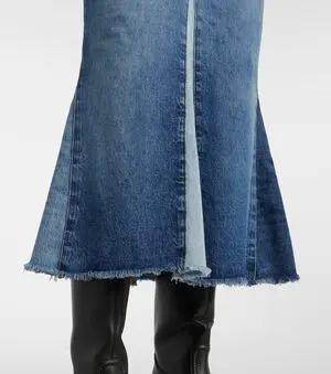Polo Ralph Lauren Deconstructed Denim Midi Skirt