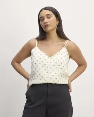 Everlane Cami Top - Bone / Black Square Dot