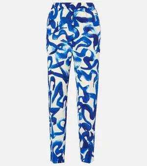 Dries Van Noten Printed Slim Pants - Blue