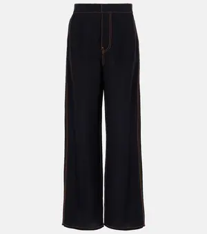 Alaïa Tailored Wool-blend Georgette Wide-leg Pants