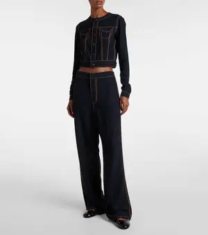 Alaïa Tailored Wool-blend Georgette Wide-leg Pants