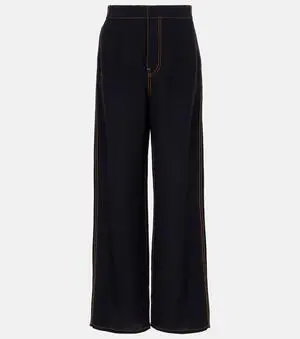 Alaïa Tailored Wool-blend Georgette Wide-leg Pants