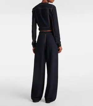 Alaïa Tailored Wool-blend Georgette Wide-leg Pants