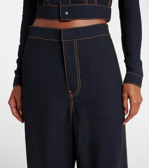 Alaïa Tailored Wool-blend Georgette Wide-leg Pants