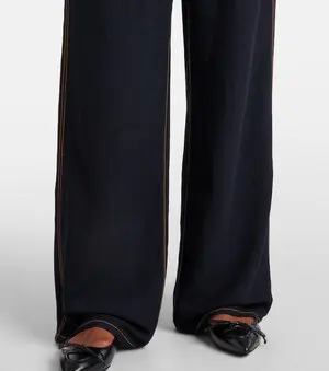 Alaïa Tailored Wool-blend Georgette Wide-leg Pants