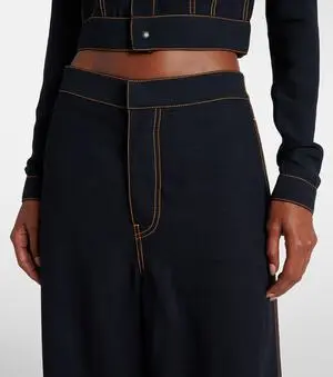 Alaïa Tailored Wool-blend Georgette Wide-leg Pants