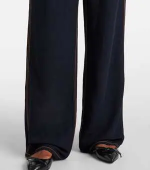 Alaïa Tailored Wool-blend Georgette Wide-leg Pants