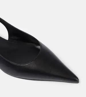 Magda Butrym Floral-appliqué Leather Slingback Flats