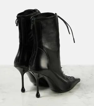 JIMMY CHOO Scarlett 95 Lace-up Pointed Toe Leather Boots