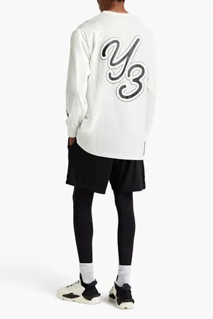 Y3 Embroidered Logoprint Cottonjersey Tshirt