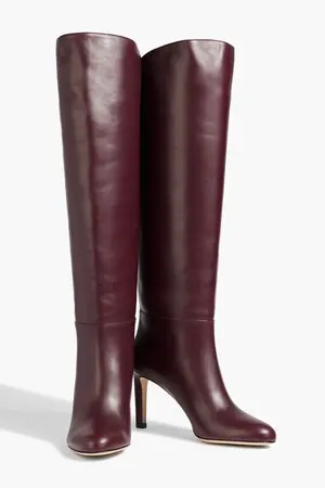 JIMMY CHOO Karter 85 Leather Knee Boots - Burgundy