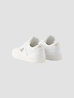 Prada S Downtown Leather Sneakers - White