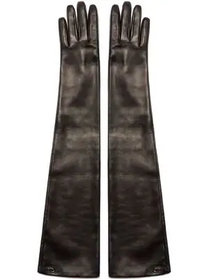 Valentino Garavani Vlogo Signature Leather Gloves - Black