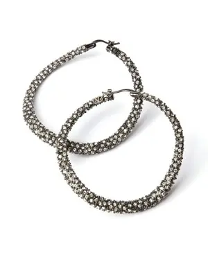 Valentino Garavani Shadowshine Crystal Hoop Earrings - Silver
