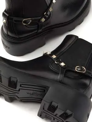 Valentino Garavani 55mm Rockstud Beatle Boots - Black