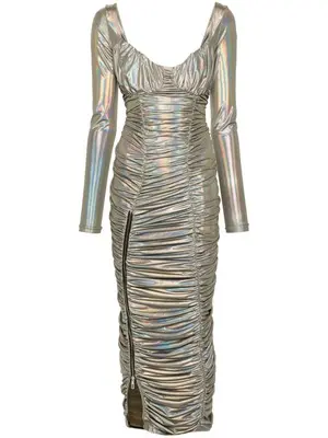 MITILIANE COUTURE Holographic-effect Maxi Dress