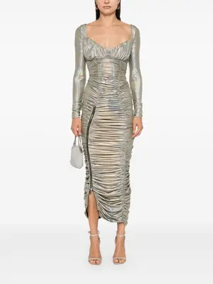 MITILIANE COUTURE Holographic-effect Maxi Dress