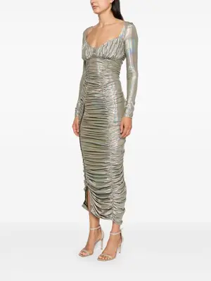 MITILIANE COUTURE Holographic-effect Maxi Dress
