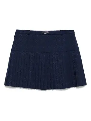 MARINE SERRE Moon Diamond Jacquard Pleated Mini Skirt - Blue