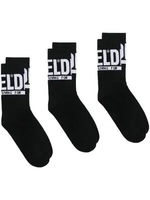 DIESEL® Ribbed Knit Socks Pack Of Three - Black