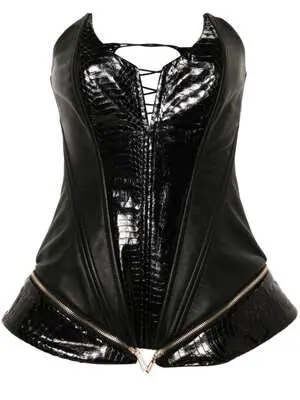 MITILIANE COUTURE Leather Snakeskin Corset Top