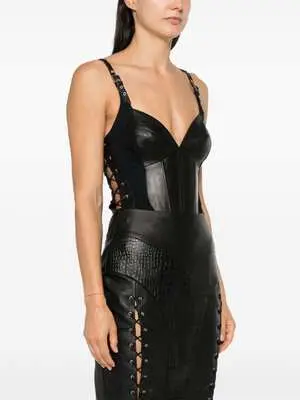 MITILIANE COUTURE Leather-trim Bodysuit